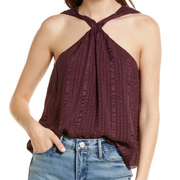 Frame Denim | Tops | New Frame Draped Textured Silk Halter Top In ...